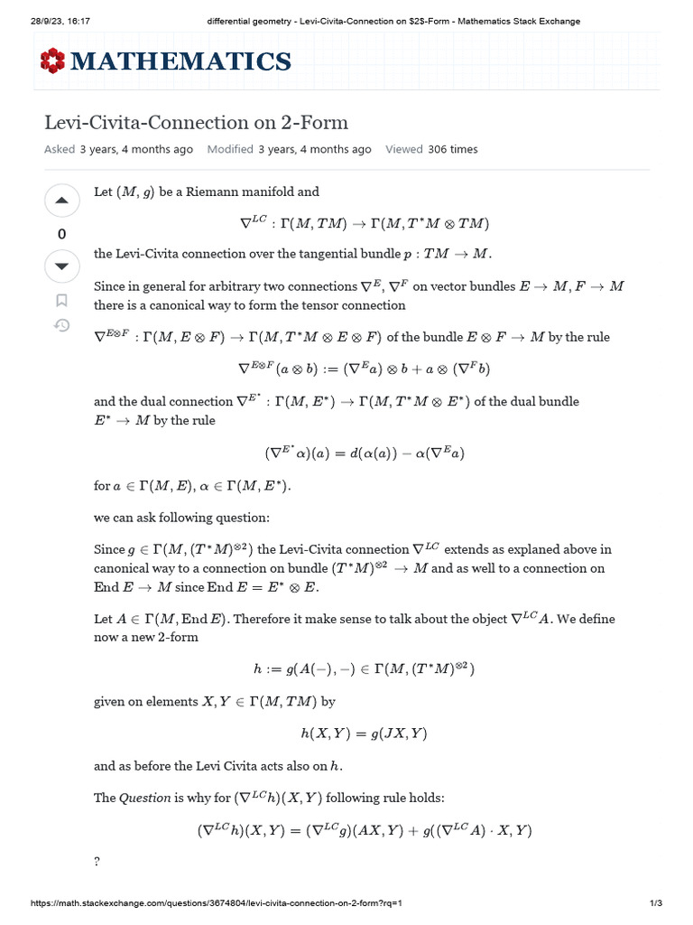 Differential Geometry - Levi-Civita-Connection On $2$-Form - Mathematics Stack Exchange | PDF ...