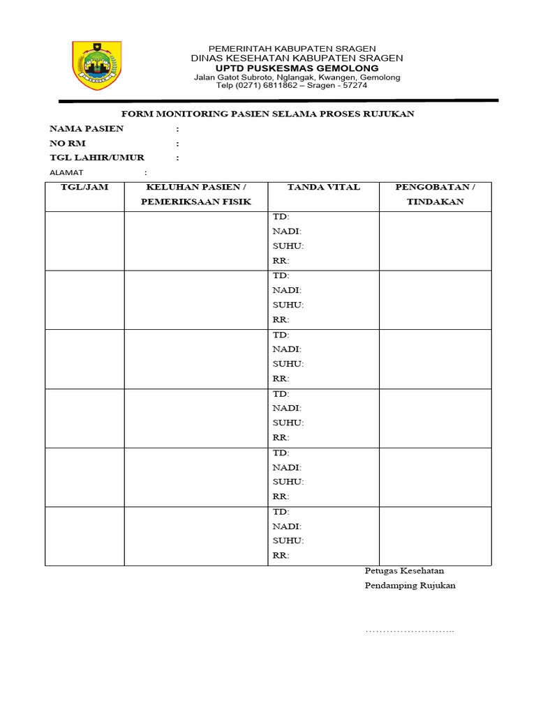 Form Monitoring Pasien Dirujuk | PDF