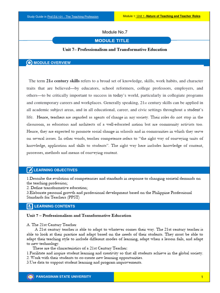 Prof. Ed. 101 SG7 | PDF | Learning | Teachers