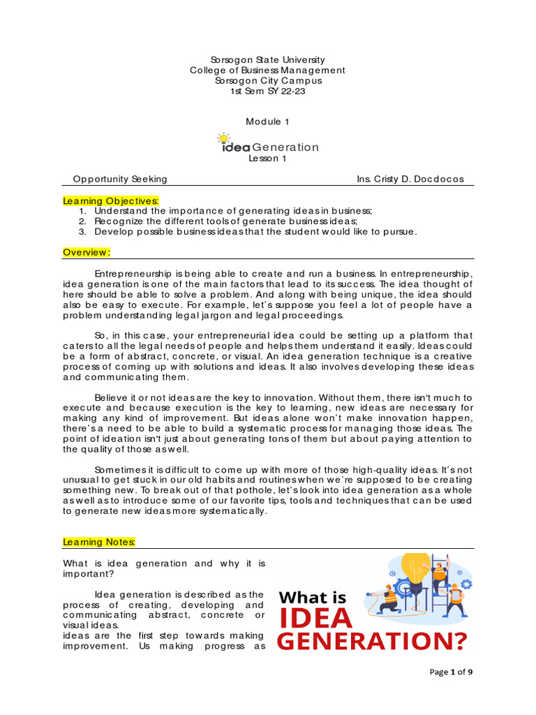 Module-3 Idea Generation | PDF | Self-Improvement