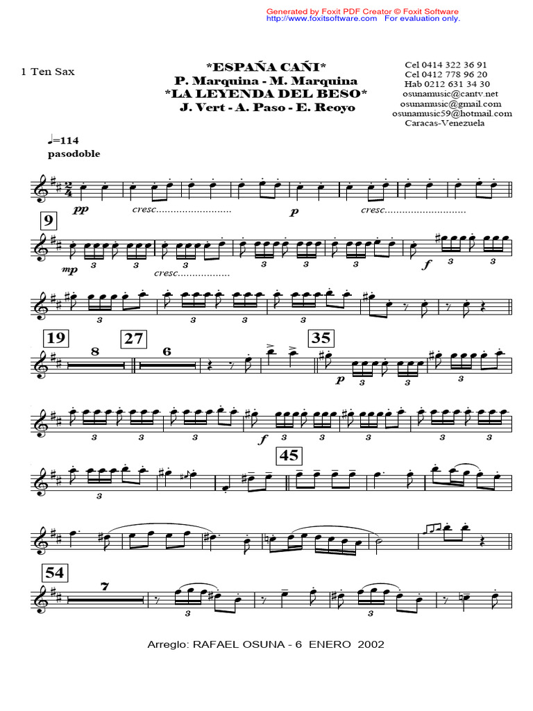 Sax Tenor 1 España. Leyenda | PDF