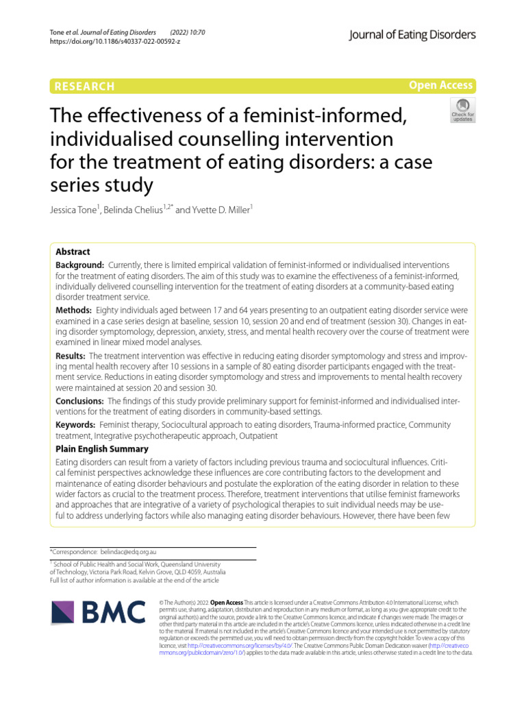 The Effectiveness of A Feminist-Informed, Individualised Counselling ...