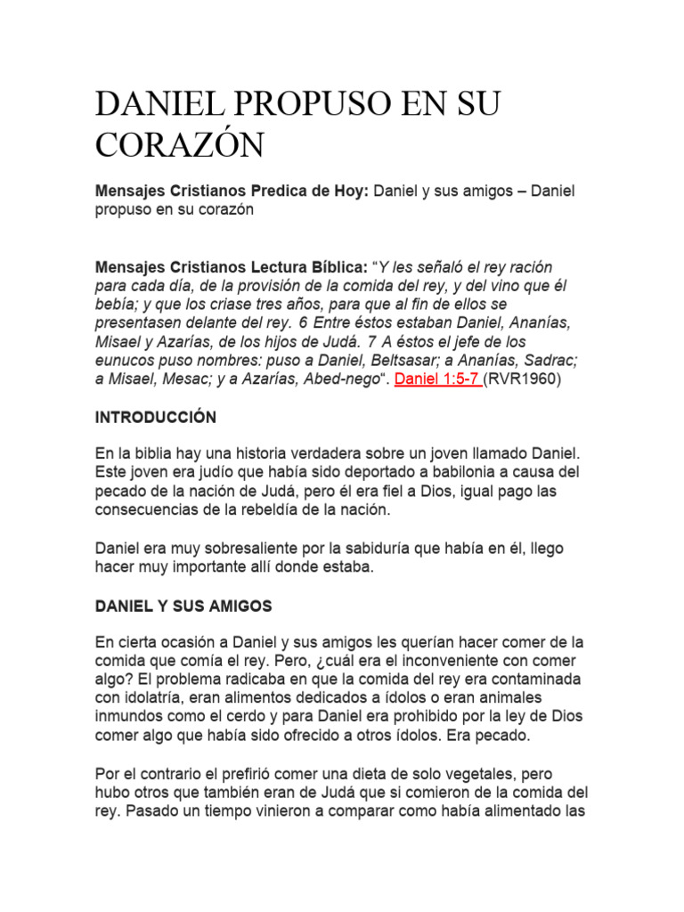 DANIEL PROPUSO EN SU CORAZÓN | PDF | Daniel (figura bíblica)