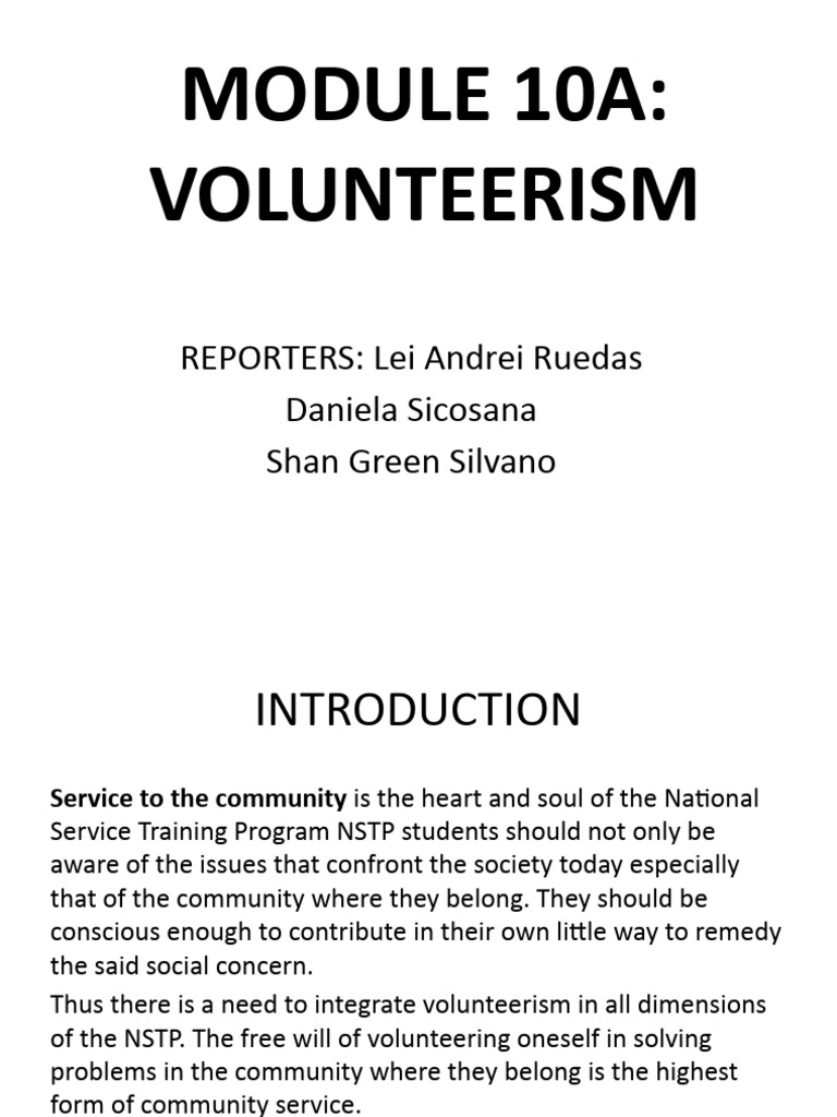 Principles and Benefits of Volunteerism | PDF | Volunteering