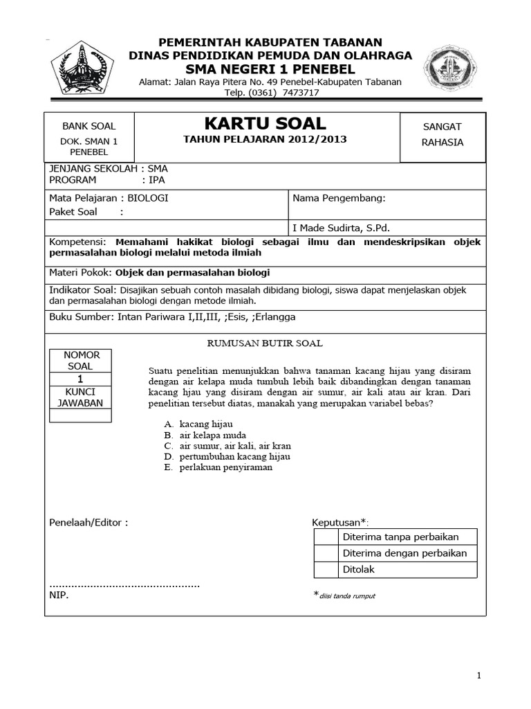 2. Format Kartu Soal | PDF