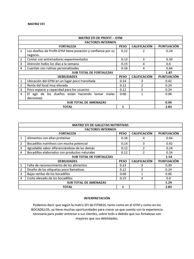 Matriz Efe, Efi y Peyea | PDF | Economias