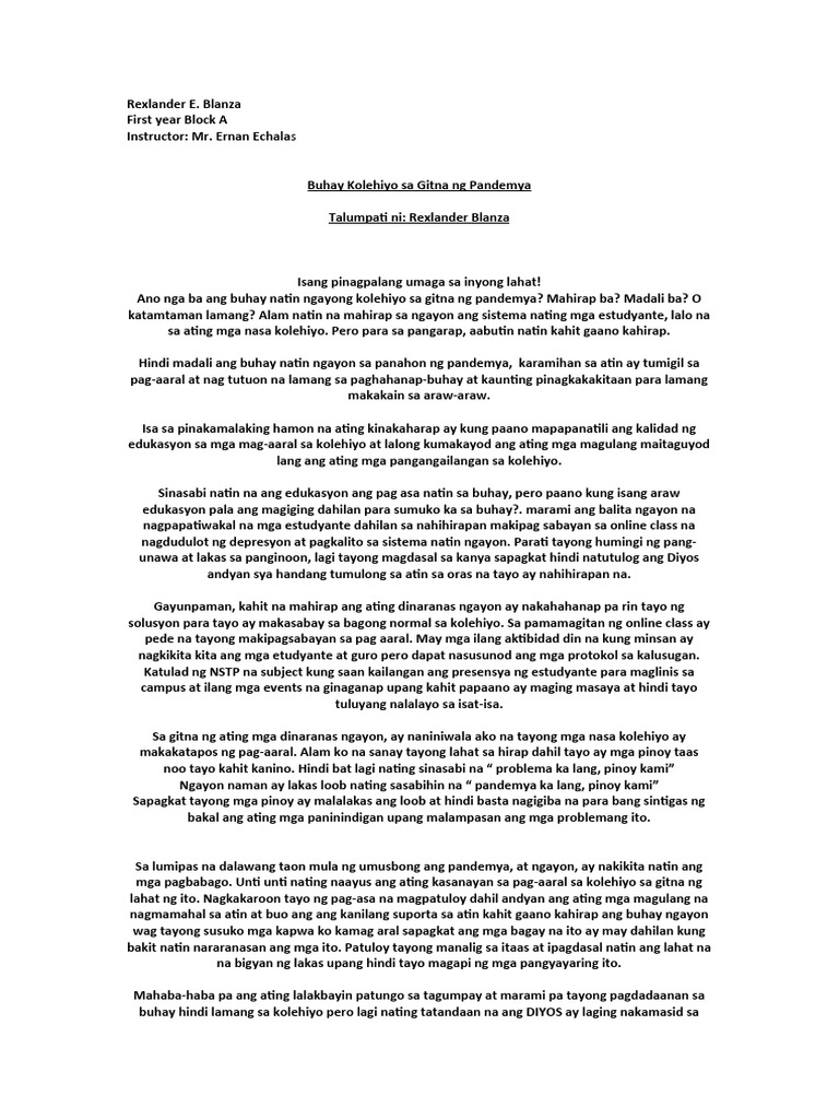 Panggitnang Pagsusulit Sa GE10 | PDF