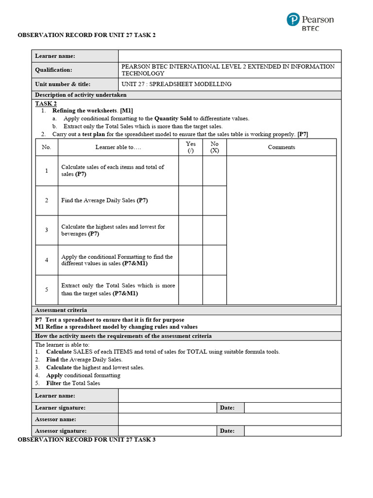 2023 Unit 27 Observation Record | PDF