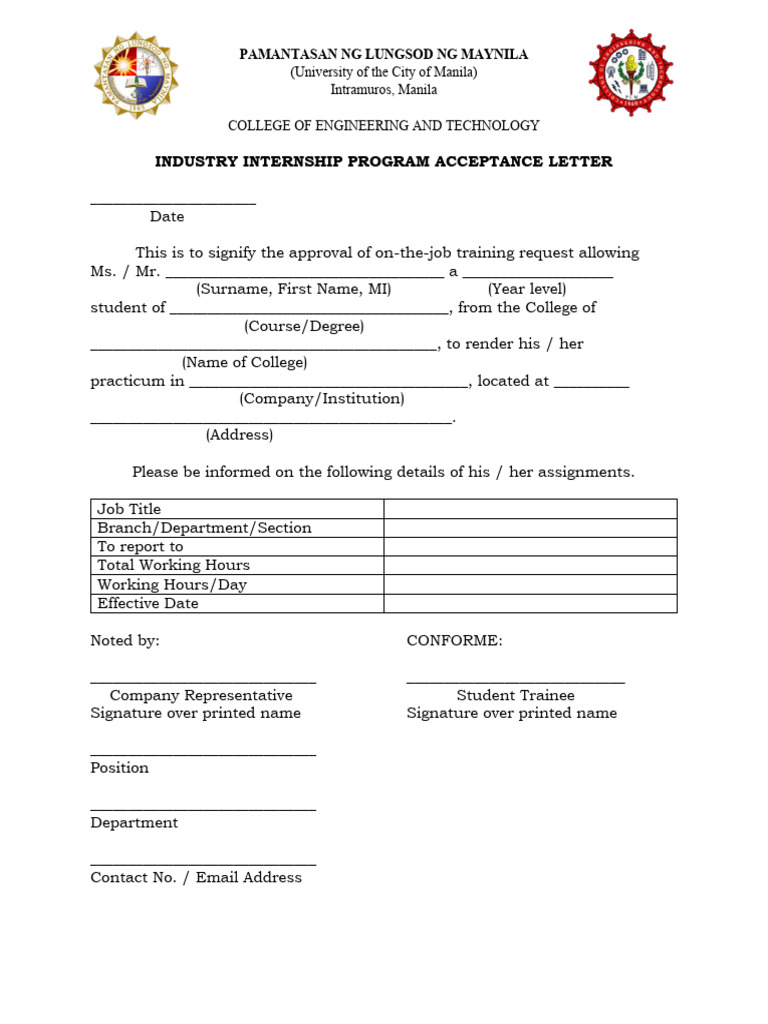 Acceptance Letter | PDF