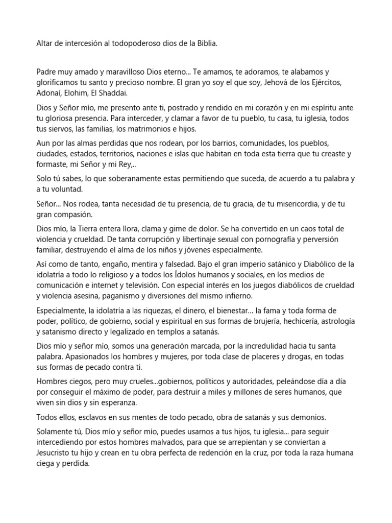 Elim Intercesión Al Todopoderoso Dios | PDF | Salvación | Pecado