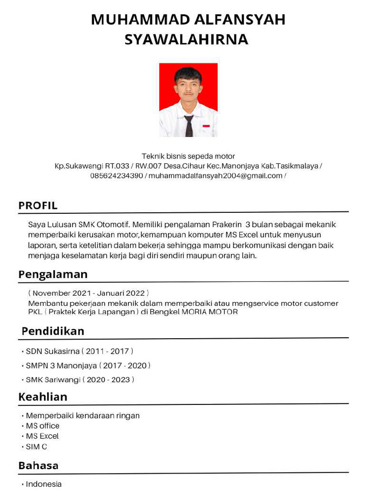 CV Muhammad Alfansyah | PDF
