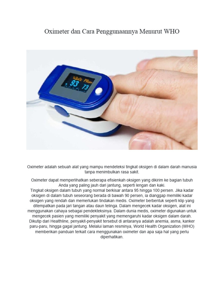Panduan Penggunaan Oximeter yang Tepat | PDF | Pengembangan Diri ...