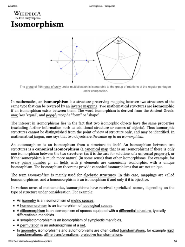 Isomorphism | PDF