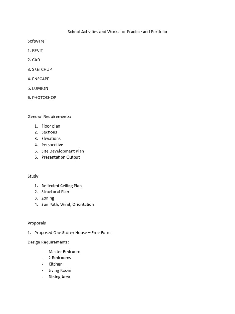 School Activities and Works For Practice and Portfolio | PDF