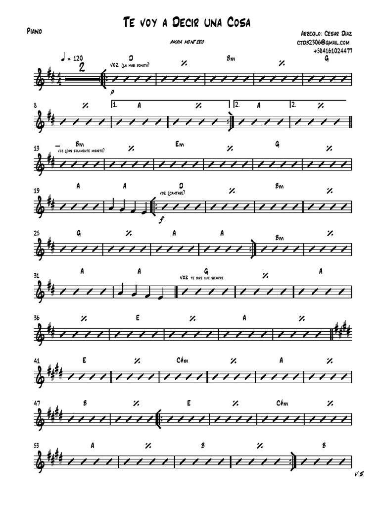Te Voy A Decir Una Cosa Amaia Montero - Piano | PDF