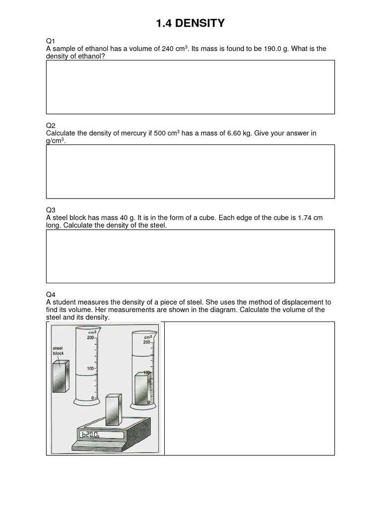 1.4a Density - Exercises | PDF