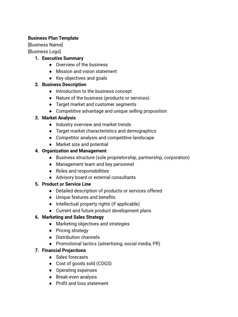 1.1 Business Plan Template | PDF