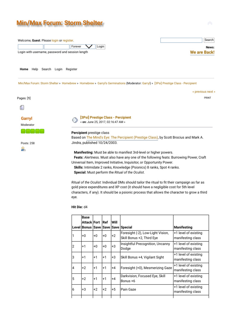 (3psi) Prestige Class - Percipient | PDF
