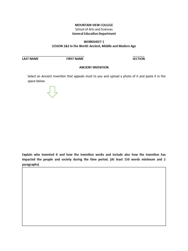 Lesson 12 Writing Activity Ancient Medieval Modern | PDF