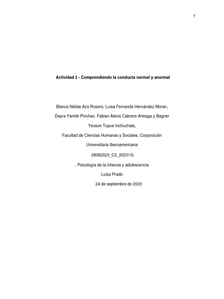 Conducta Normal y Anormal en Psicología | PDF | Sicología | Psicopatología