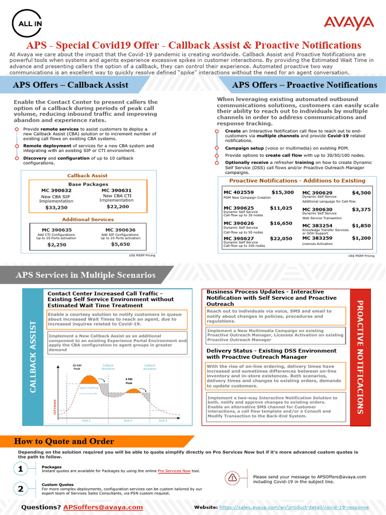 APS Callback Assist & Proactive Notifications C19 One-Pager | PDF APS Callback Assist & Proactive Notifications C19 One-Pager | PDF
