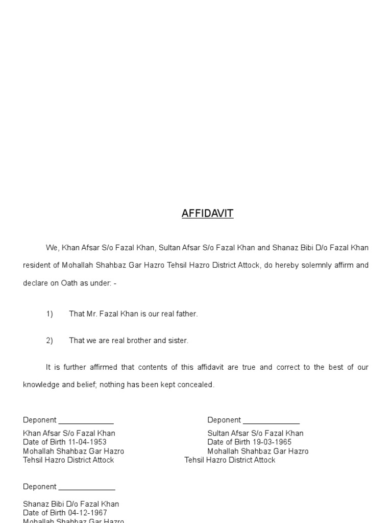 Affidavit for Work | Affidavit | Deposition (Law)