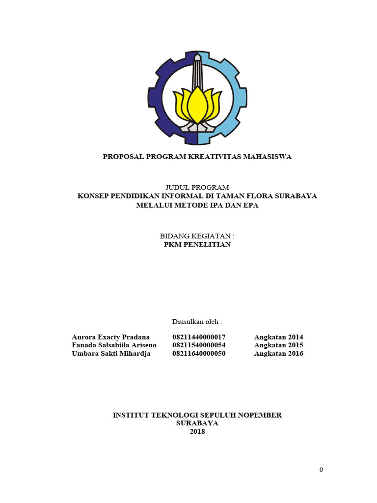 (Contoh PKM Sip) Aurora Exacty Pradana - 08211440000017 - Konsep Pendidikan Informal Di Taman ...