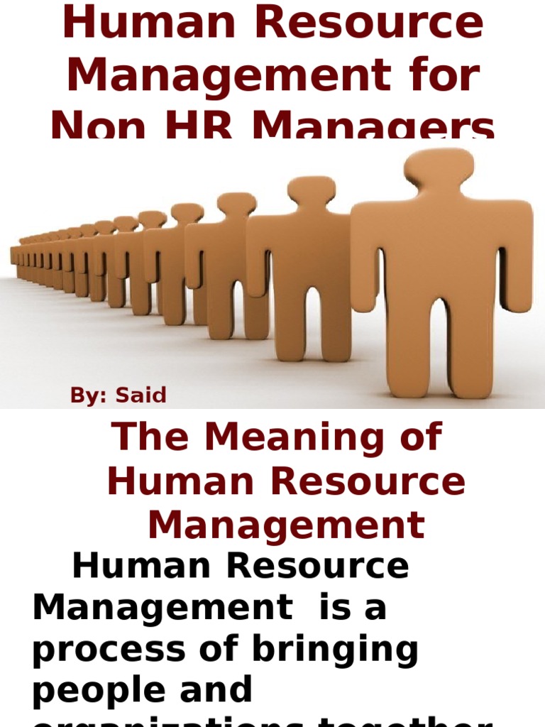 Human Resource Management For Non - HR Managers (Power Point ...