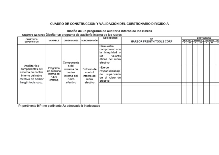 Cuadro de Construcción y Validación Del Cuestionario | PDF
