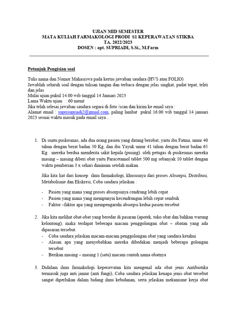 Uts Keperawatan S1 Stikba 2023 | PDF