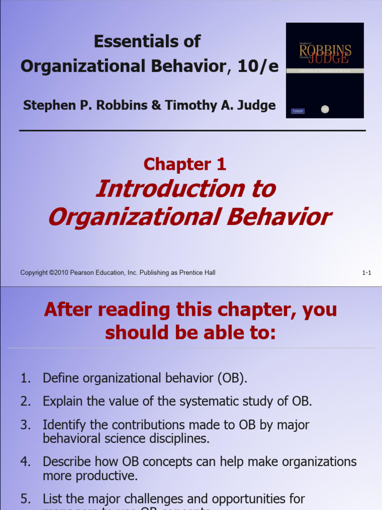 XRobbins_EOB10_Basic_PPT_CH01 | PDF | Organizational Behavior | Employment
