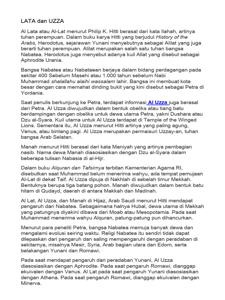 LATA Dan UZZA | PDF | Ilmu Sosial | Agama & Spiritualitas