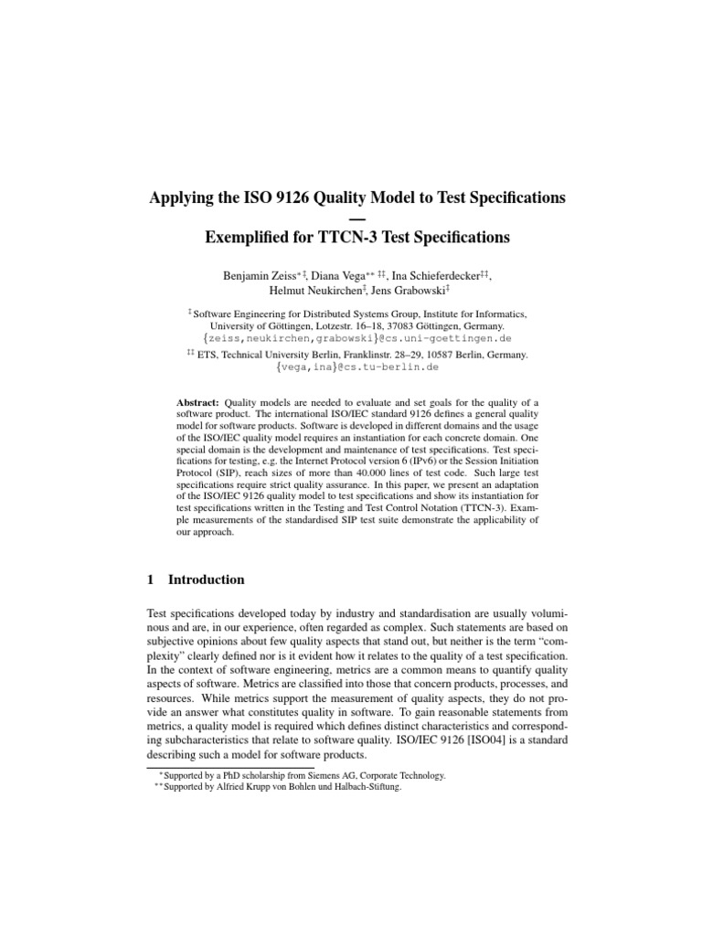 Applying the ISO 9126 | Specification (Technical Standard ...