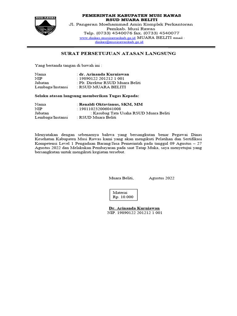 Surat Izin Atasan Langsung | PDF