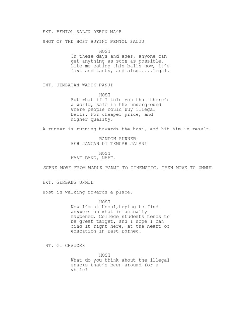 Illegal Snacks Script | PDF