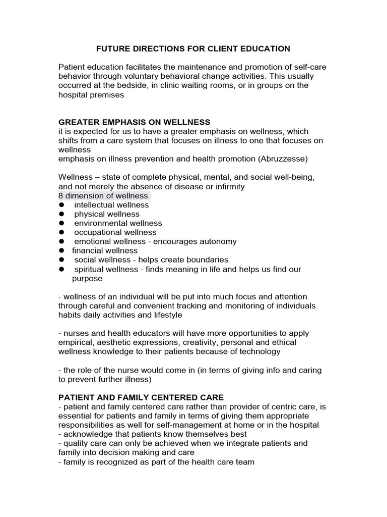 Future Directions in Client Education | PDF | Health Care