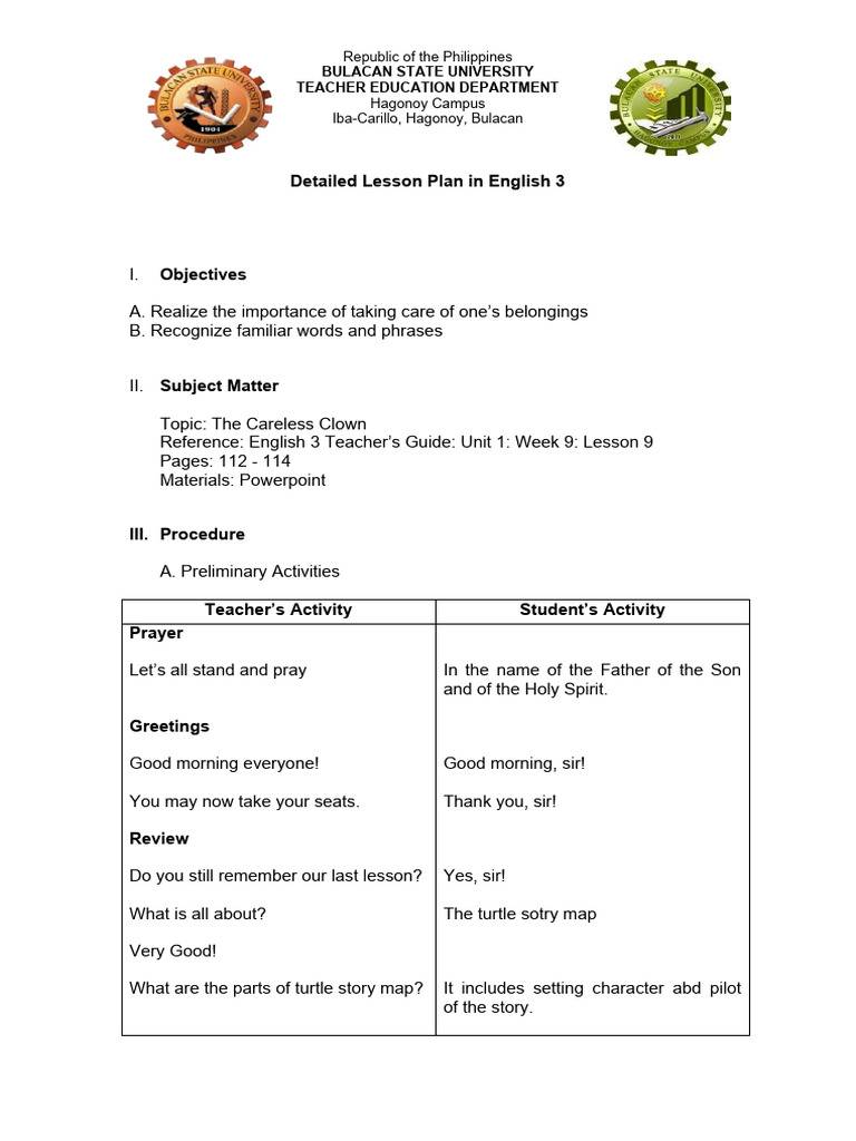 Detailed Lesson Plan in English 3 | PDF