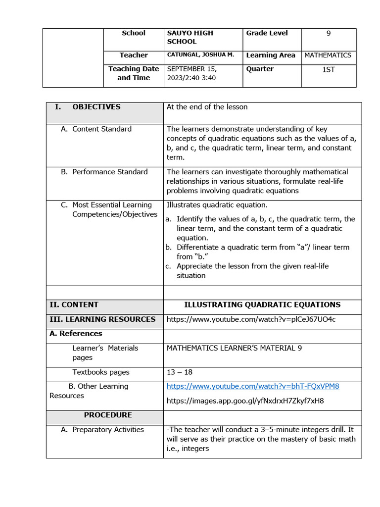 DLL WLP For Co1 Sy 2023 2024 | PDF