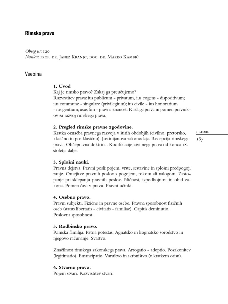 Rimsko Pravo Opis | PDF