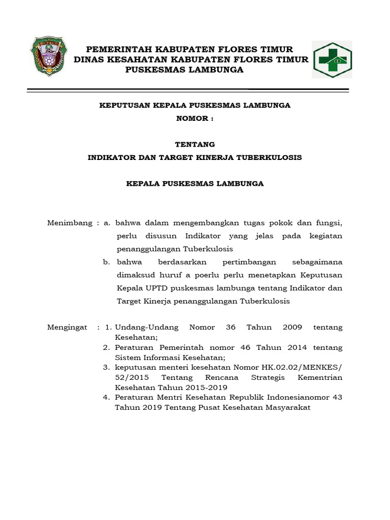 Indikator Kinerja Penanggulangan TB Puskesmas | PDF