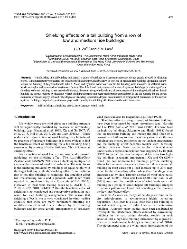 Shielding Effects On A Tall Building From A Row of Low and Medium Rise ...