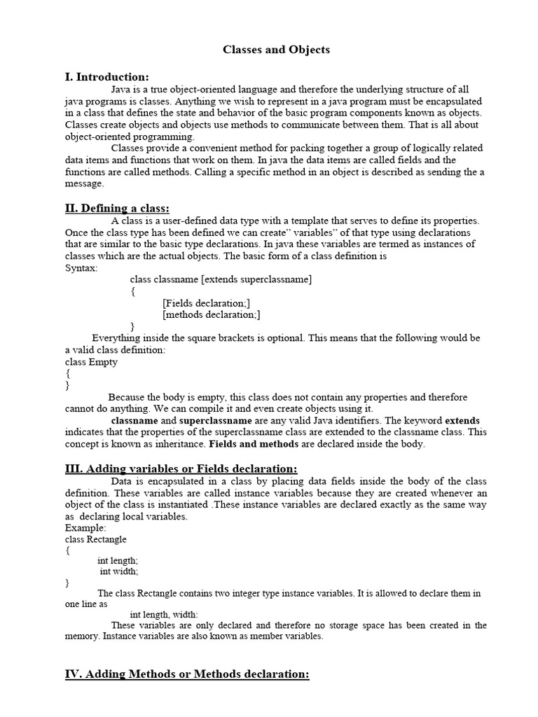 Classes And Objects Pdf Class Computer Programming Method