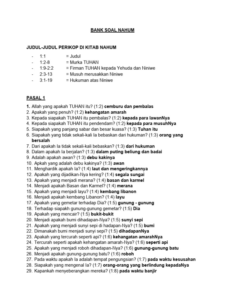 Soal CCA Kitab Nahum | PDF