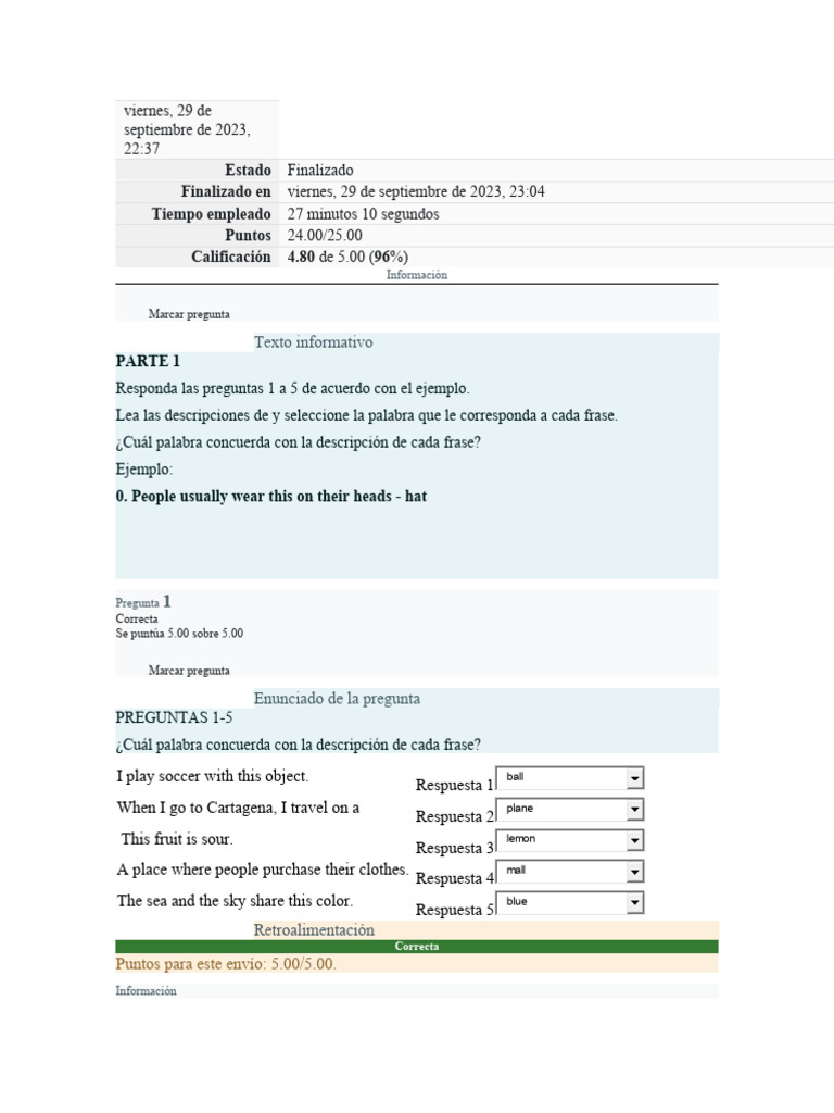 Prueba de vocabulario en inglés CUN | PDF