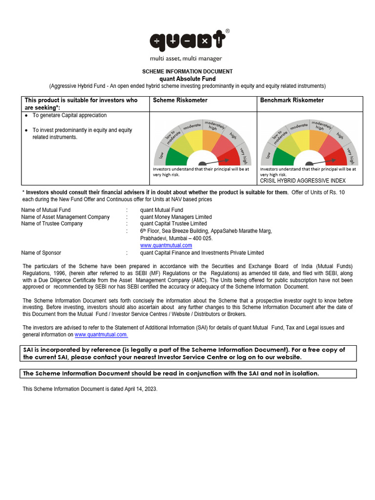 Quant Absolute Fund - SID 2023 | PDF