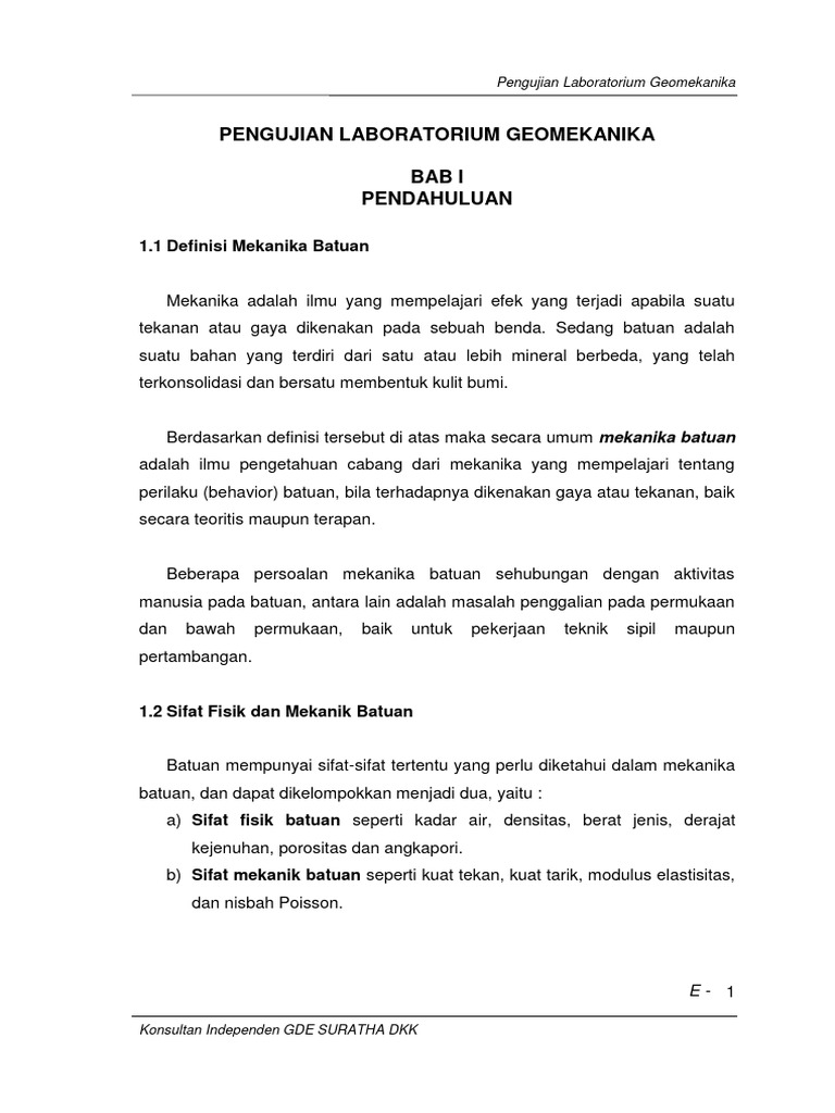 Modul e Pengujian Laboratorium Geomekanika | PDF