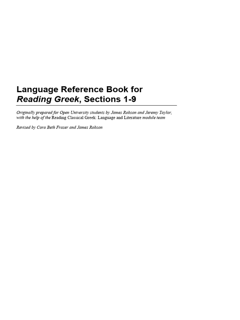 Reading Greek Language Reference Book | PDF Reading Greek Language Reference Book | PDF