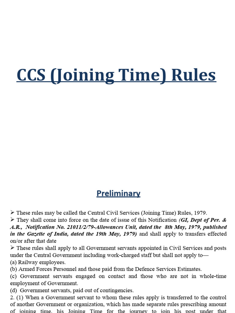 CCS-Joining-Time-Rules-1979-20210405120021 (1) | PDF | Civil Service | Government Of India