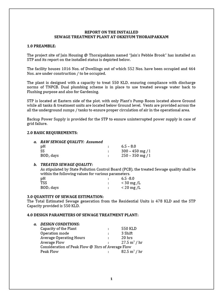 STP Adequacy Report - To Submit | PDF | Sewage | Sewage Treatment