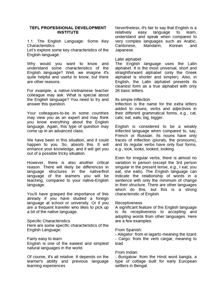 Tefl Professional Development Institute | PDF | Second Language ...